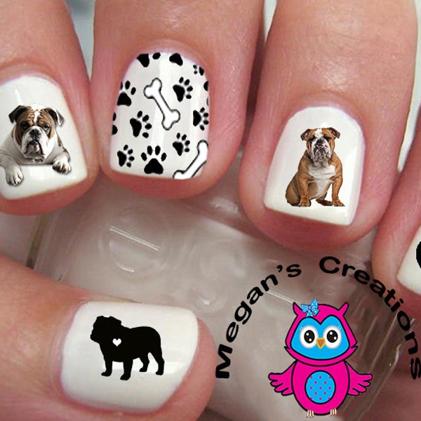 Bulldog Nail Decals - Etsy