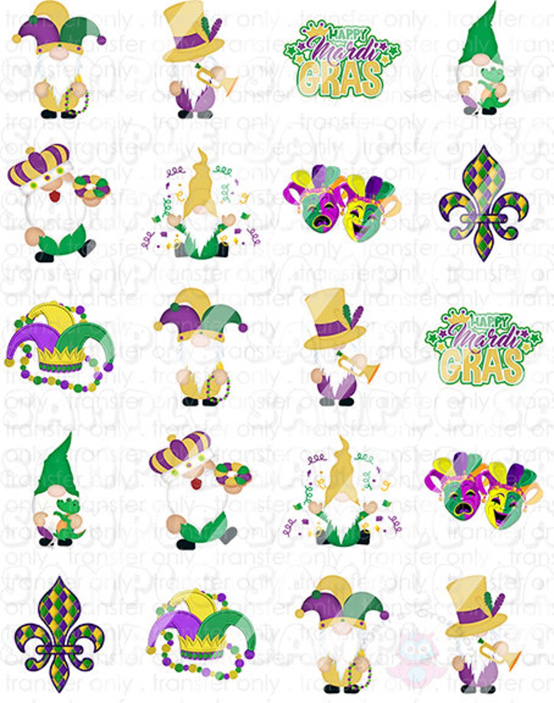 Mardi Gras Gnomes Nail Art Decals - Etsy