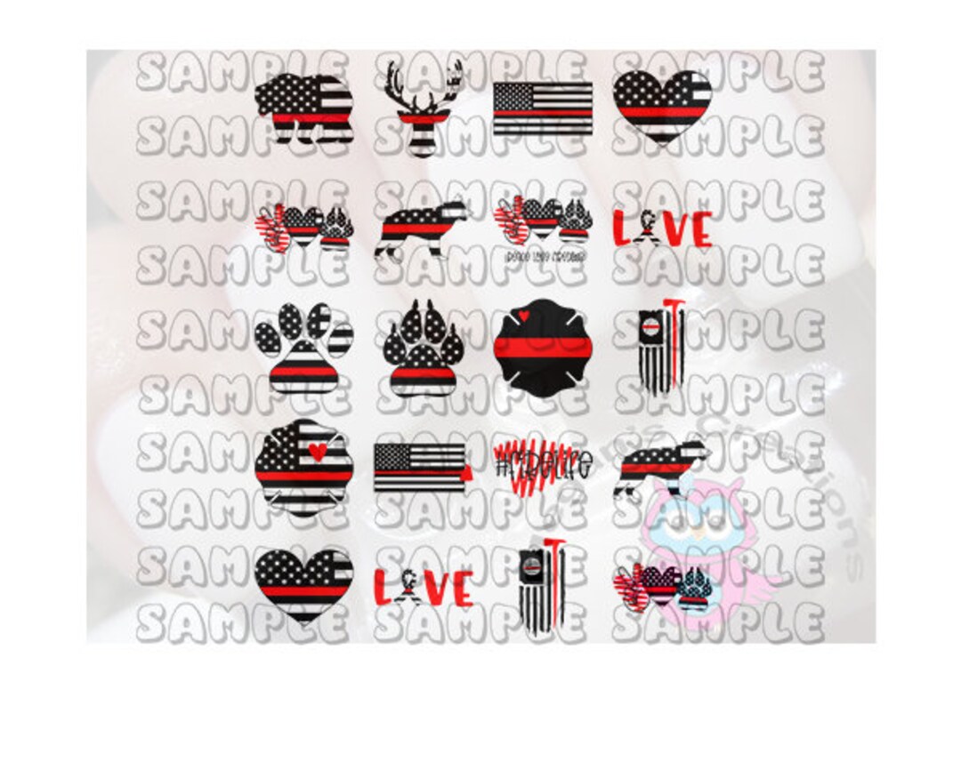 General Nail Decals -red Line Firefighter #2 Nail Art Decals - Etsy