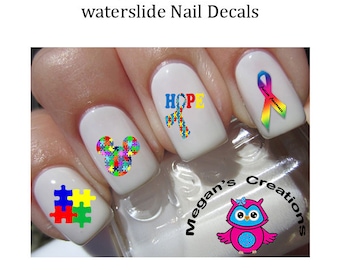 Autism Awareness Nail Art Autism Nail Decals Autism - Etsy