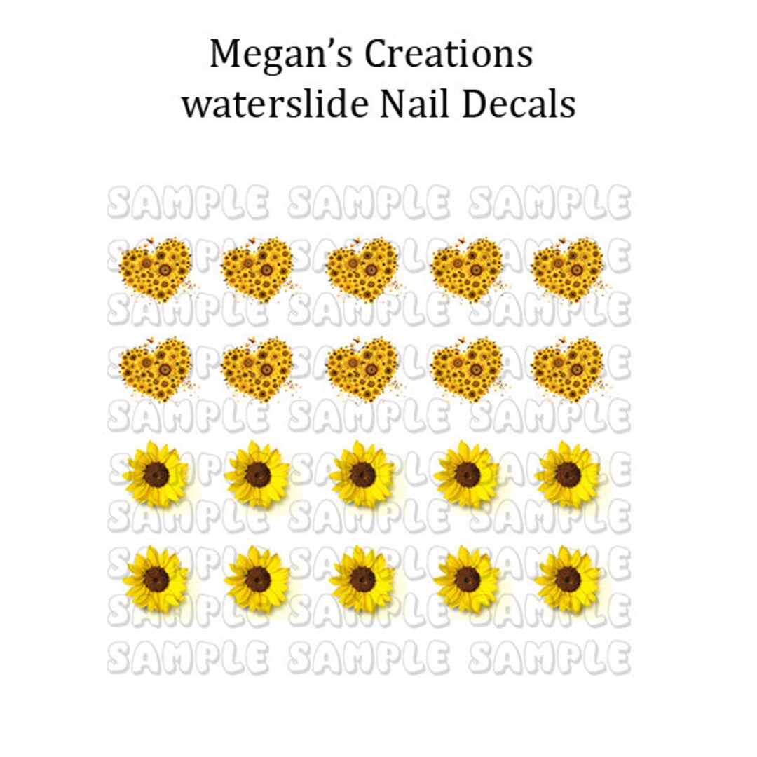 Sunflower Flower Design #102 Nail Art Decals - Etsy