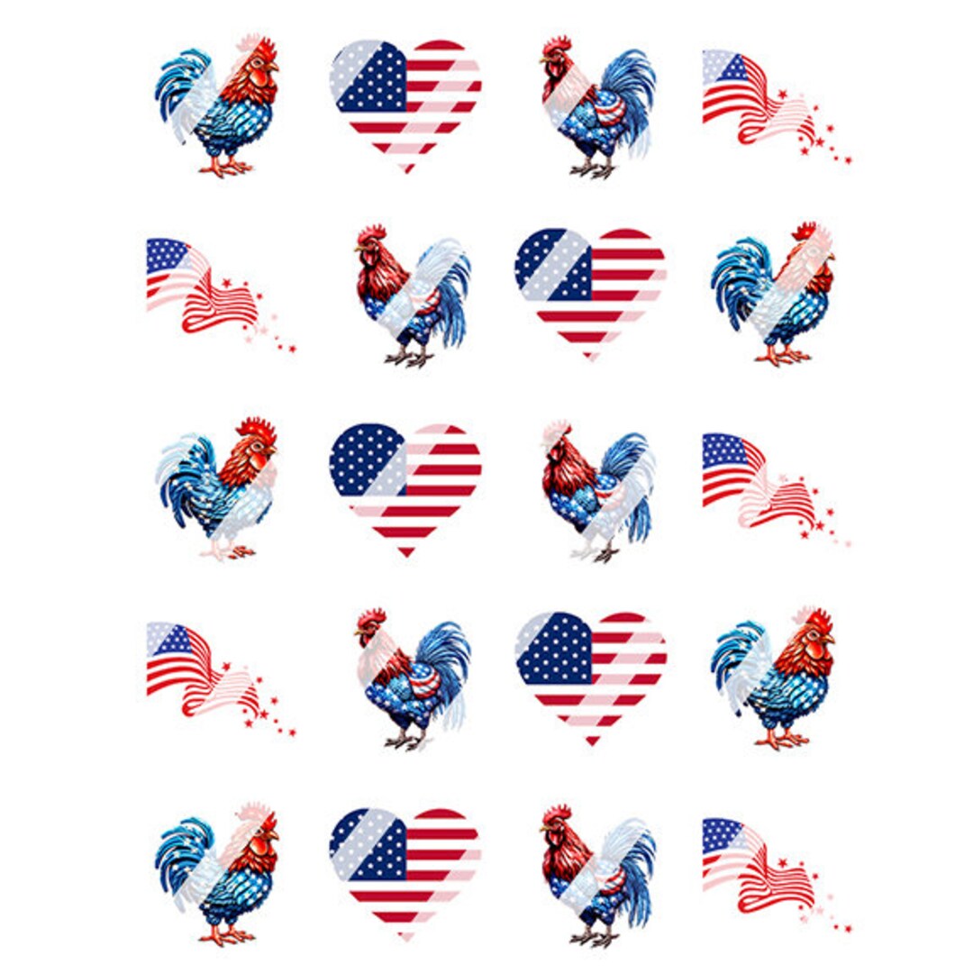 Patriotic American Rooster Chicken Nail Art Decals - Etsy