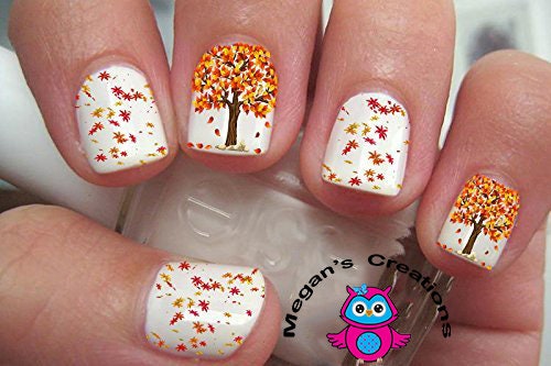 Autumn Fall Leaves 5 Nail Art Decals