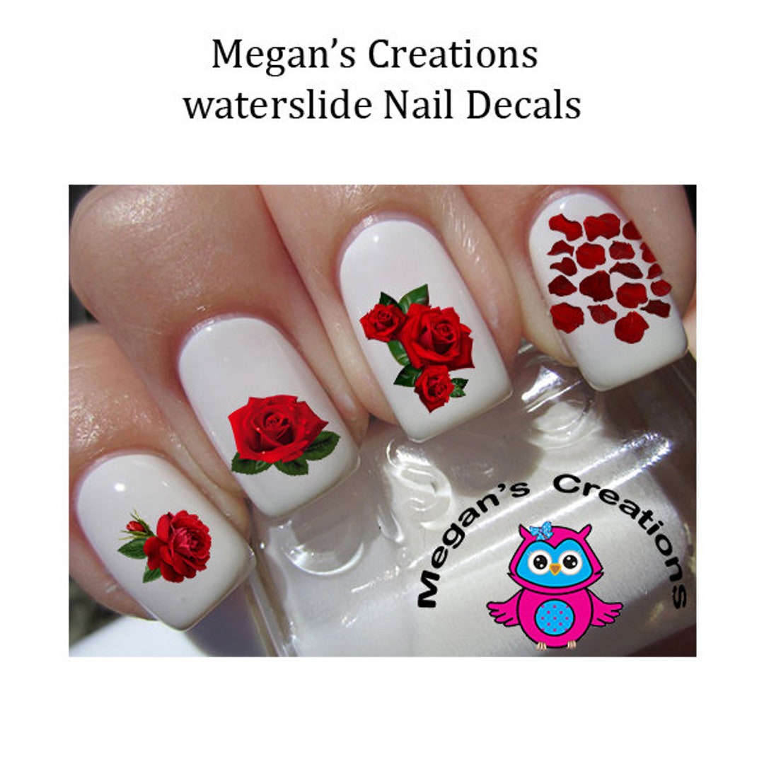 Red Roses Nail Art Decals - Etsy