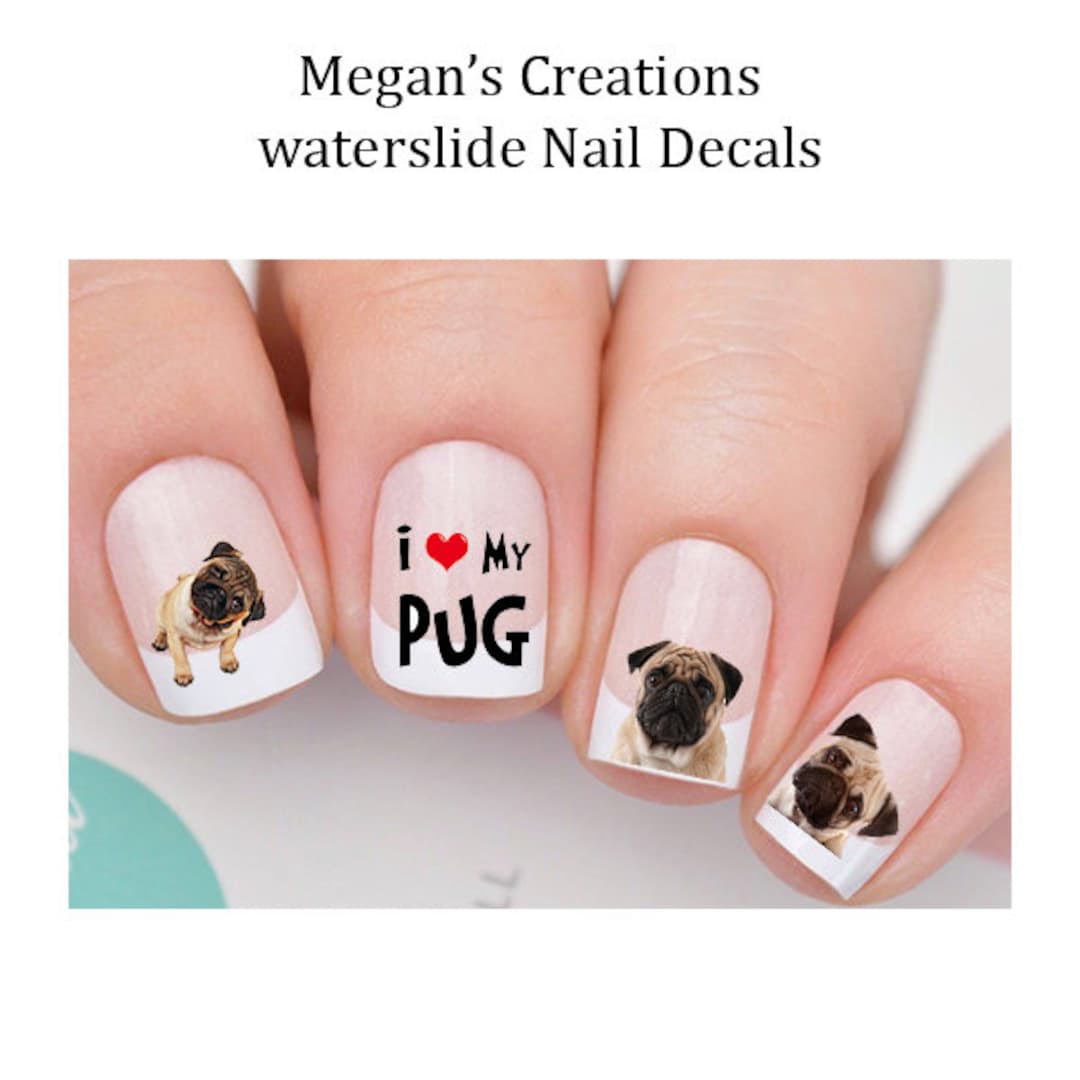 Pug Love Nail Art Nail Art Decals - Etsy