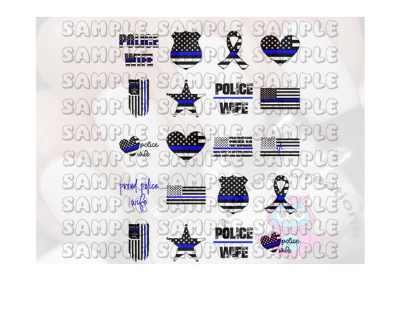 General Nail Decals thin Blue Line Police Wife Nail Art | Etsy