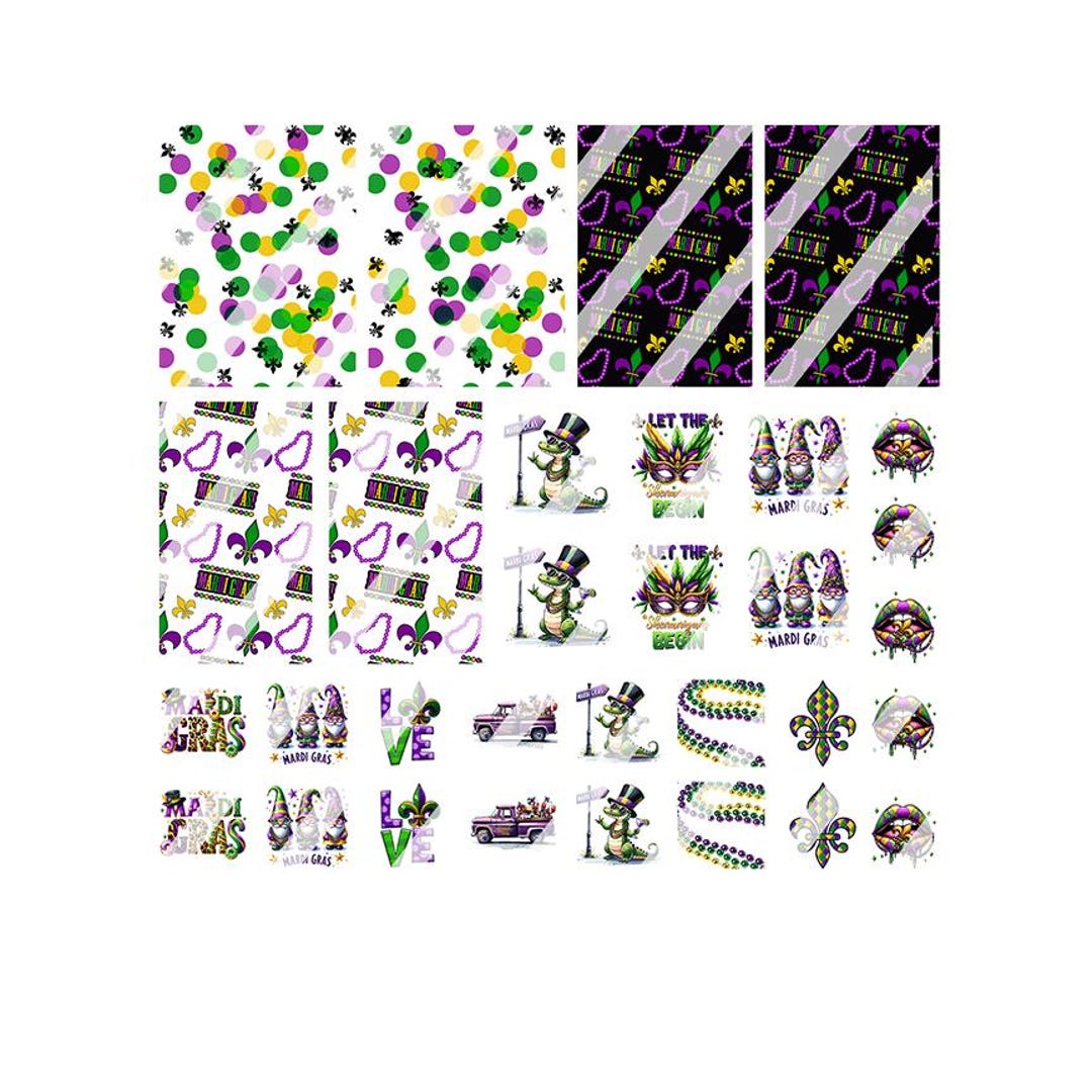 Mardi Gras Party Fleur Nail Art Decals - Waterslide Nail Decals - Etsy
