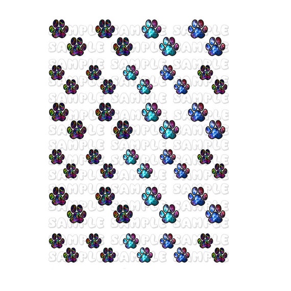 Colorful Paw Prints Animals paw102 Dogs Paws Nail Art Decals | Etsy