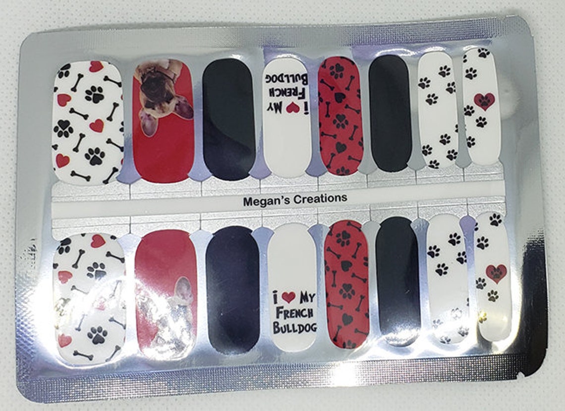 French Bulldog Frenchie Dog Paw Prints Nail Polish Wraps - Etsy