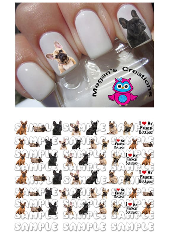 French Bulldog Nail Decals Set of 54 | Etsy