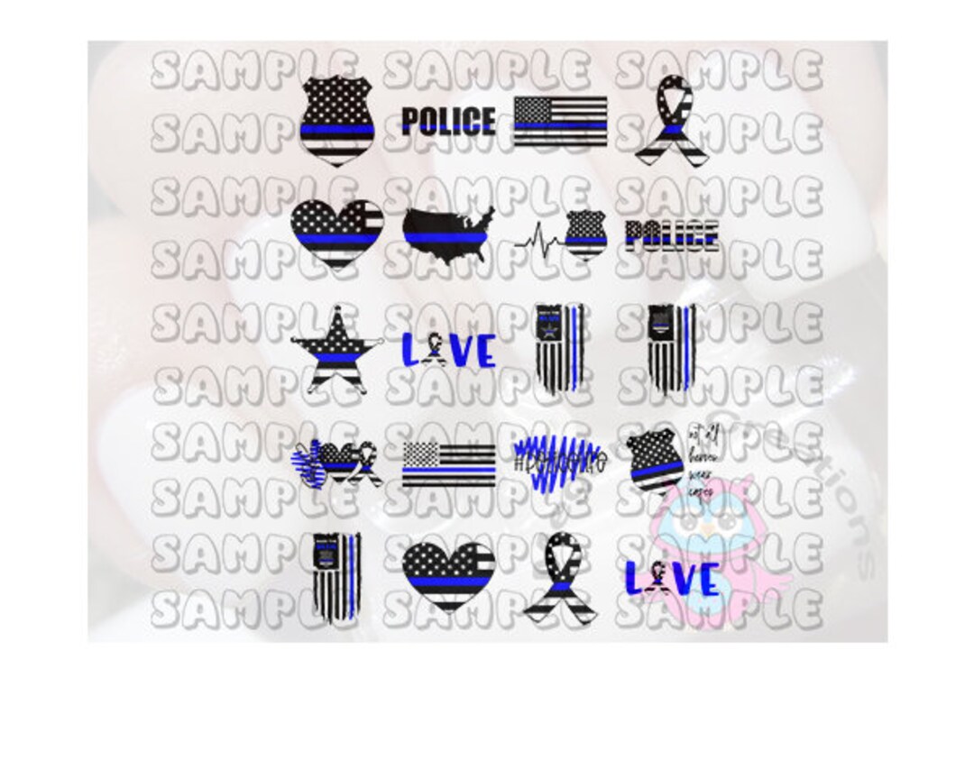 General Nail Decals -thin Blue Line Police Nail Art Decals - Etsy