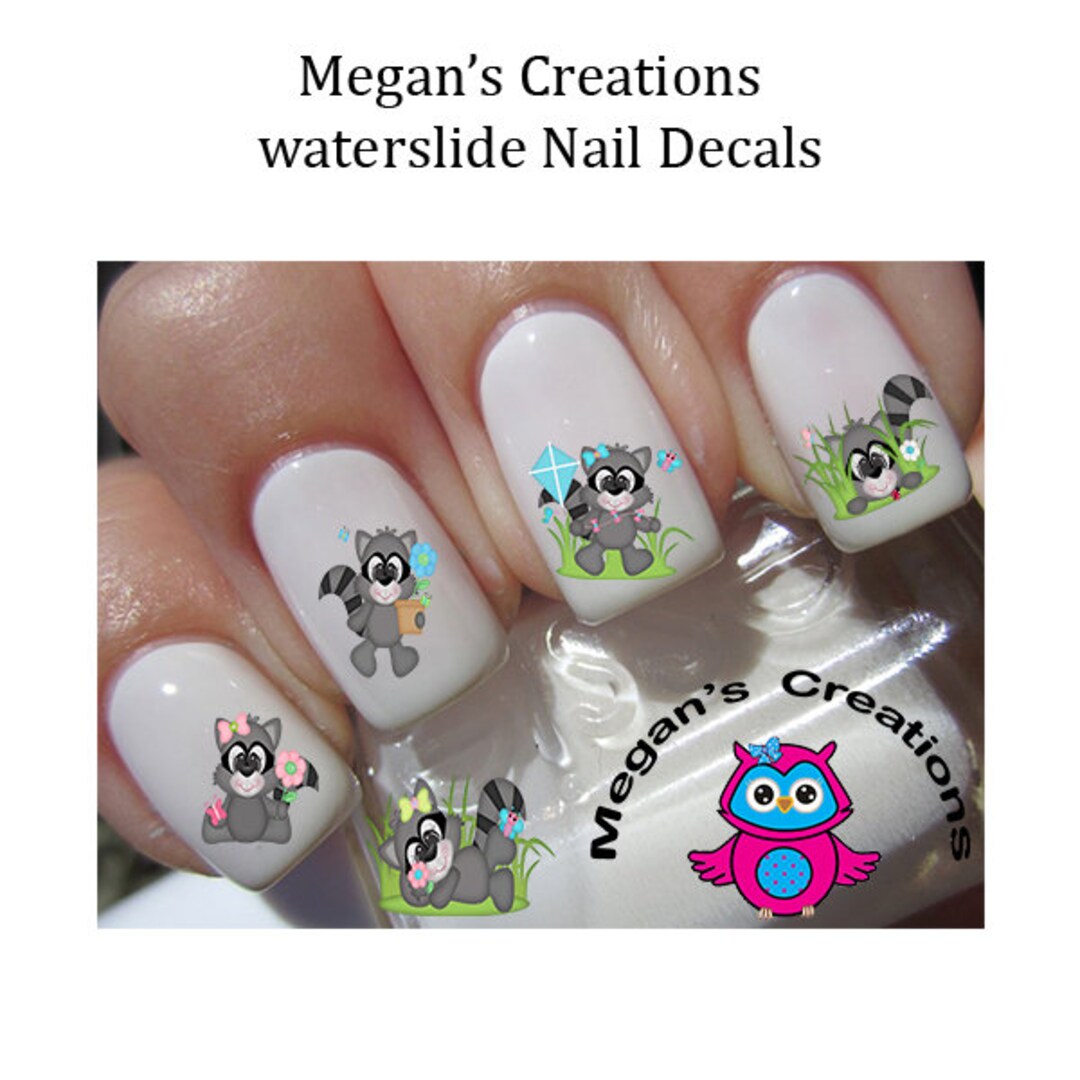 Spring Raccoon Nail Art Decals - Etsy