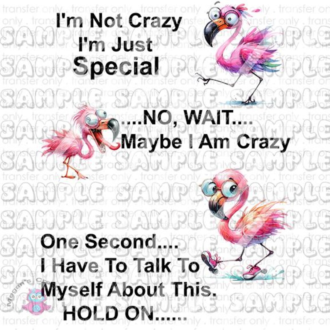 I'm Not Crazy I'm Just Special Flamingo Funny Ready to Press ...
