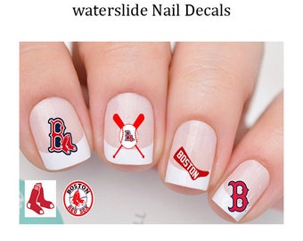 Red Sox Nail Art - Etsy