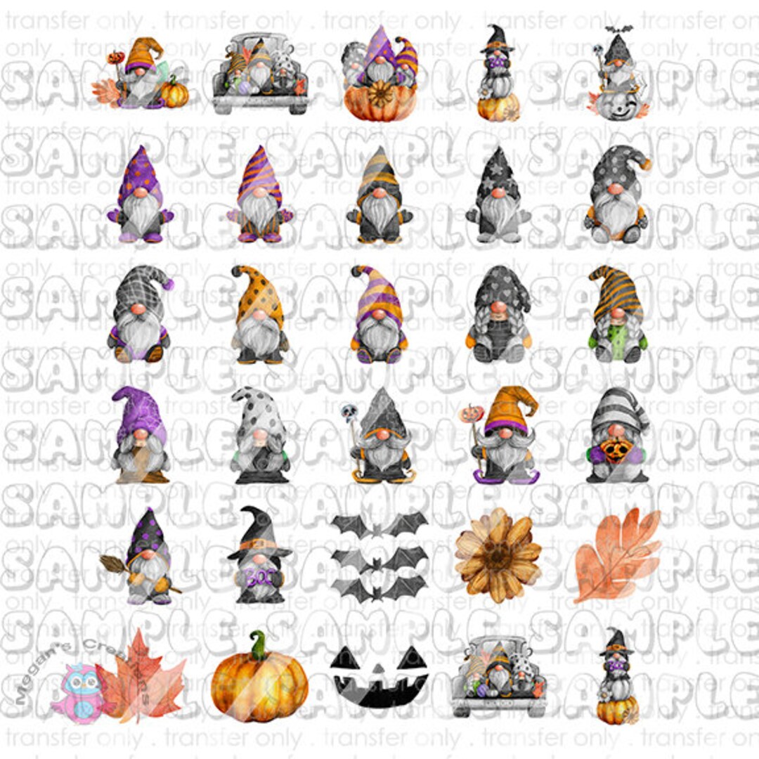 Halloween Gnomes Nail Art Decals - Fall Nail Decals- Waterslide Nail ...