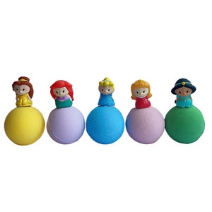 Jumbo Princess Bath Bombs Set of Five With Bath-toy Princess Finger ...