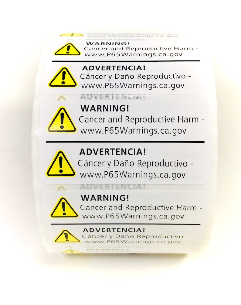 Prop 65 Warning Labels 1000 Count 2 X 1 Inch - Etsy