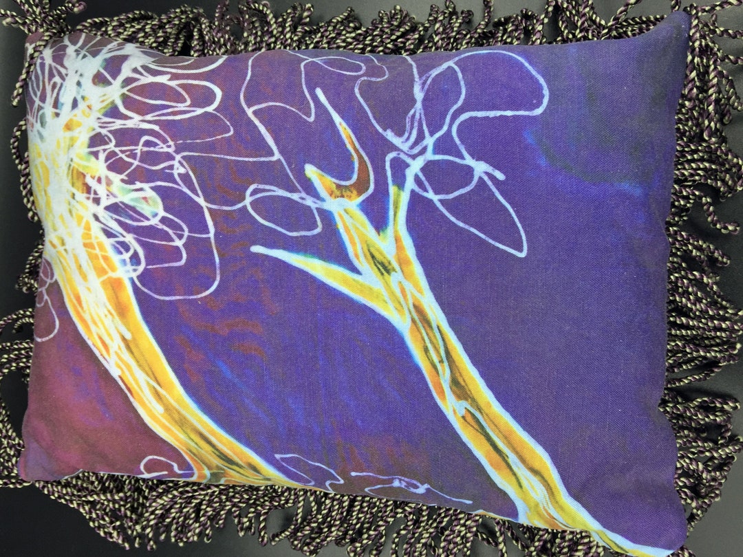 Pillow With Abstract Tree Design From Original Batik on Cotton Canvas ...