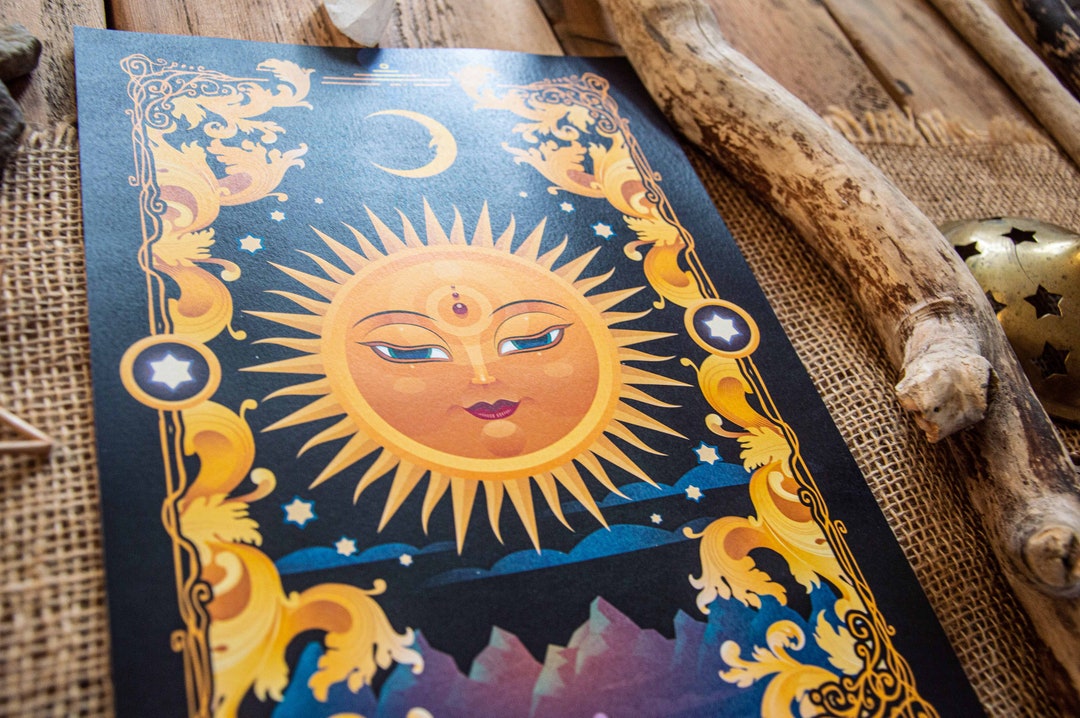 A4 Art Nouveau Mystical Vintage Style Tibetan Sun Print - Etsy