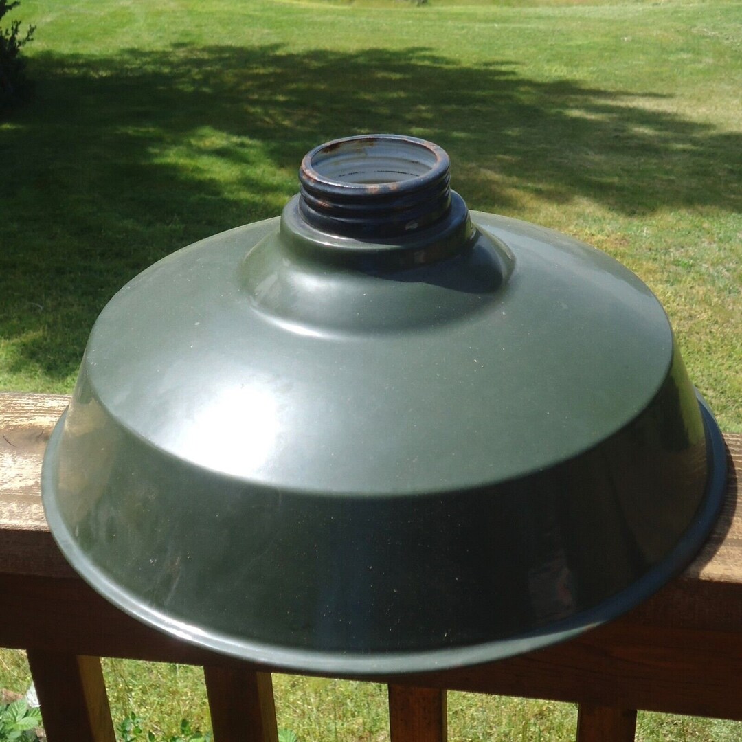 Vintage Industrial Green Porcelain Barn Light Cover Shade Gas Station ...