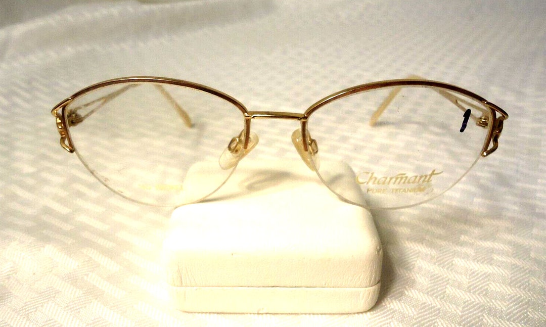 Vintage Charmant Eyeglass Frames Gold Pearl 54-17 135 CH8215 Titanium ...
