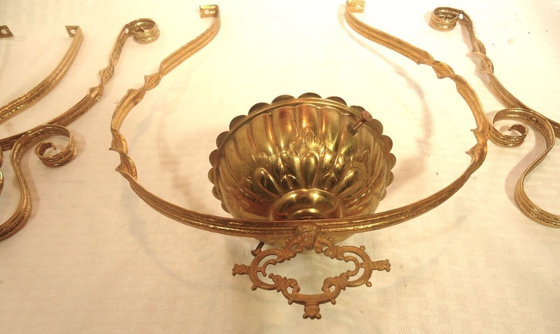 Antique Rose Brass Hanging Oil Lamp Frame and Smoke Bell - Etsy