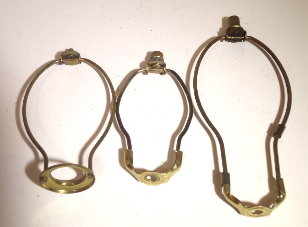 3 Vintage Brass Lamp Shade Harps 1 Threaded Oil Lamp Chilo Wescal H15 ...