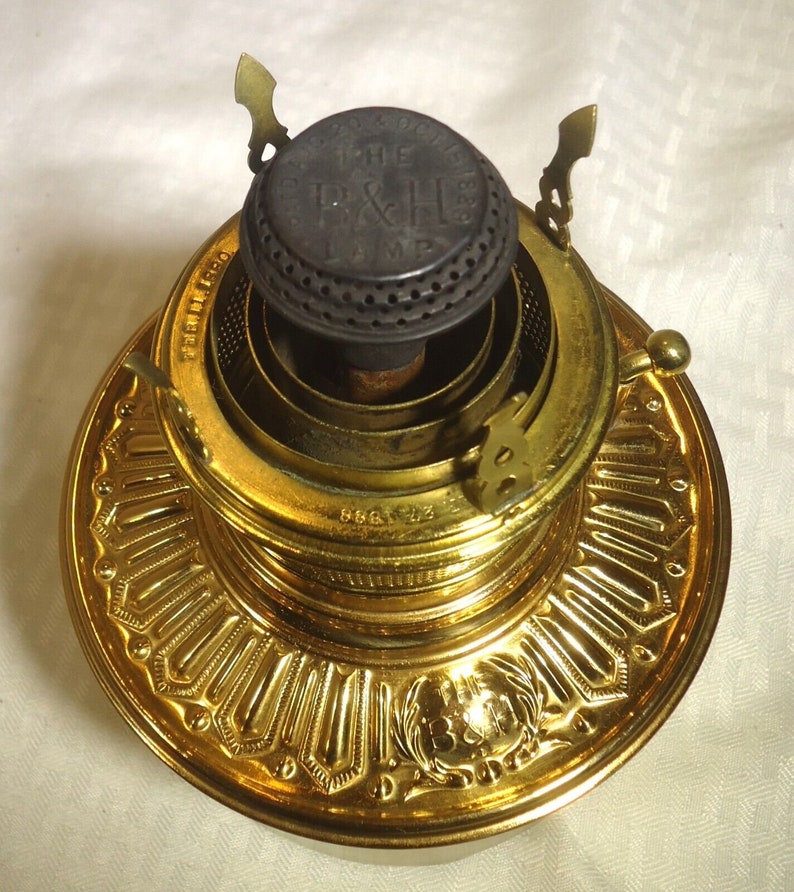 Antique B&H Bradley and Hubbard Brass Oil Lamp Font Drop Tank 1890 ...