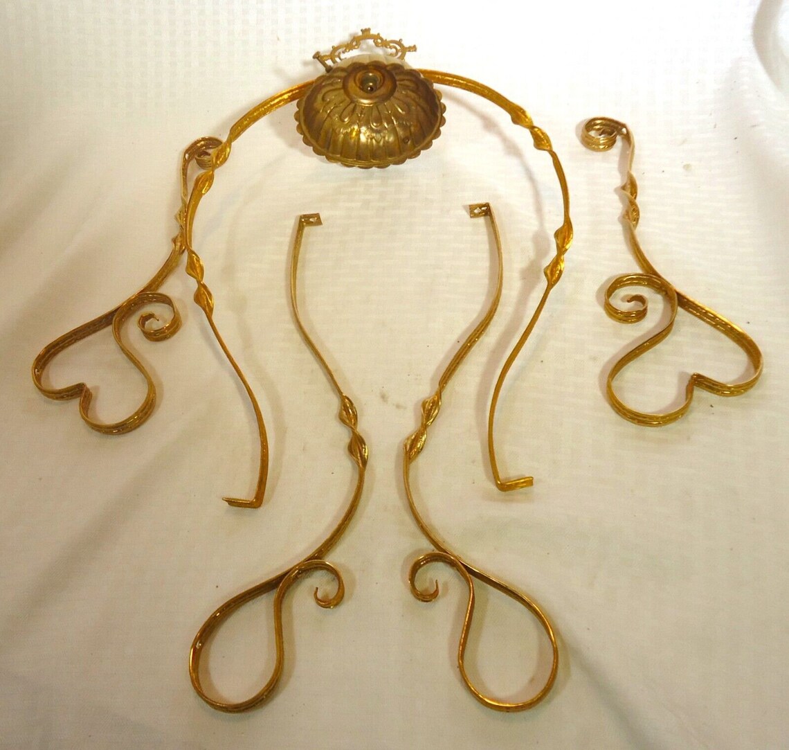 Antique Rose Brass Hanging Oil Lamp Frame and Smoke Bell - Etsy