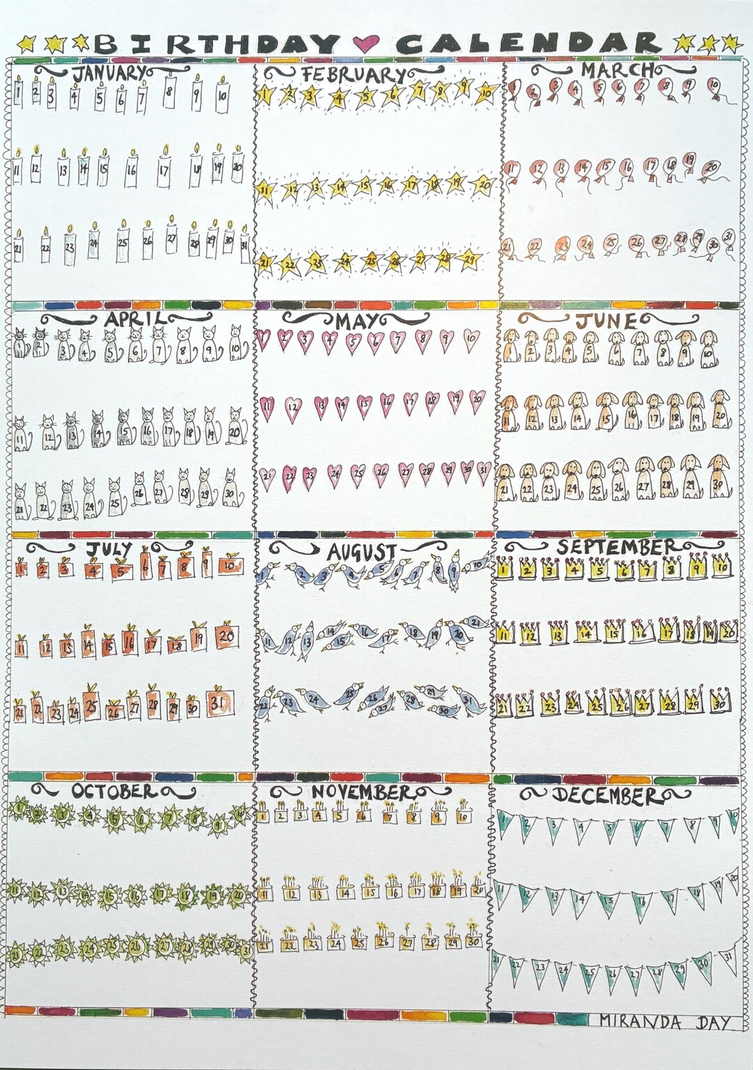 BIRTHDAY CALENDAR - Birthday Planner - Wall Calendar - Gorgeous Way to ...