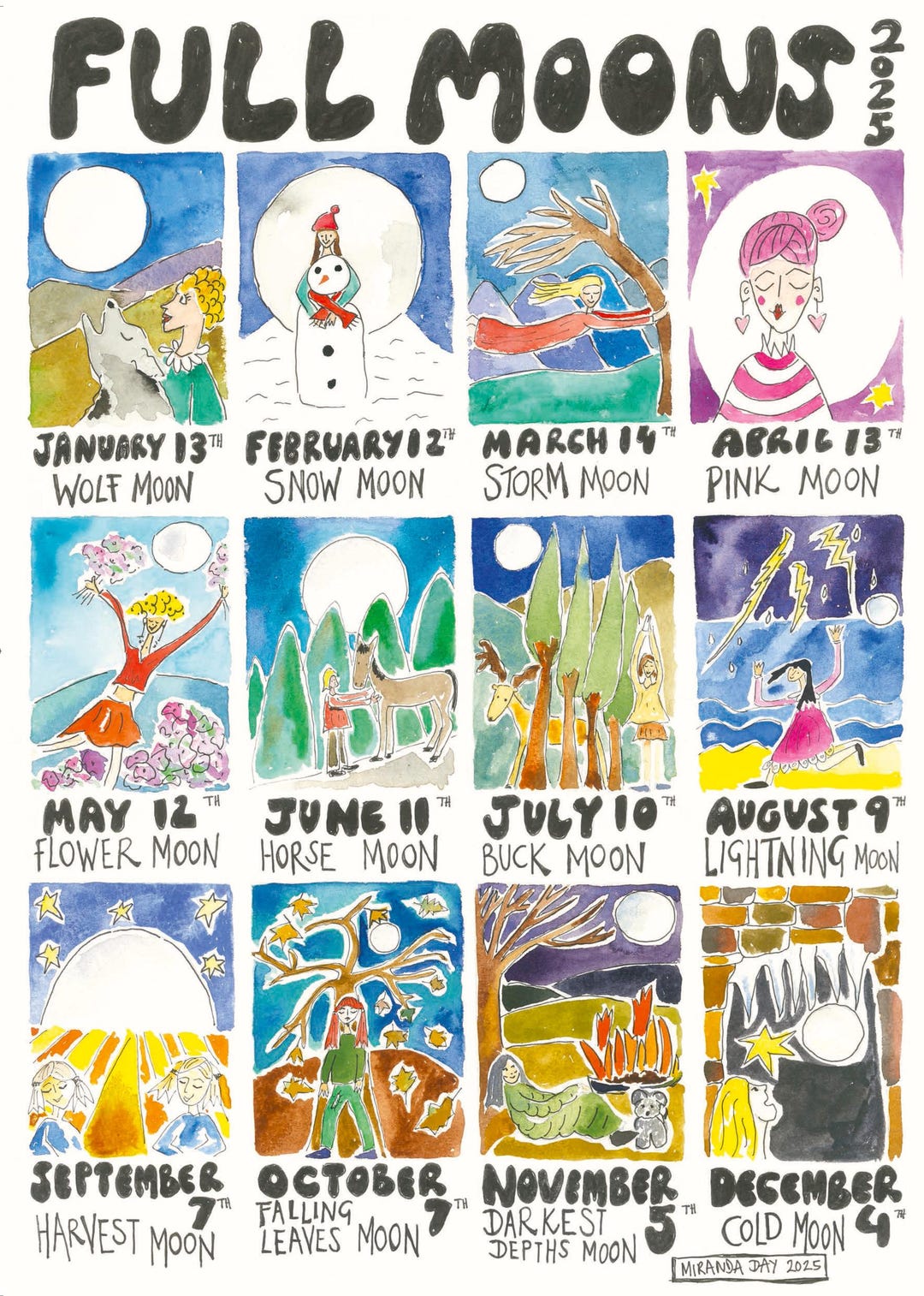 Full Moon Calendar 2025 - Lunar Calendar - Moon Dates - Full Moons ...