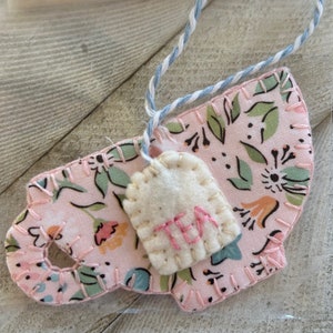 Teacup Bookmark : Garden Party Print Fabric and Felt Hand Stitched ...