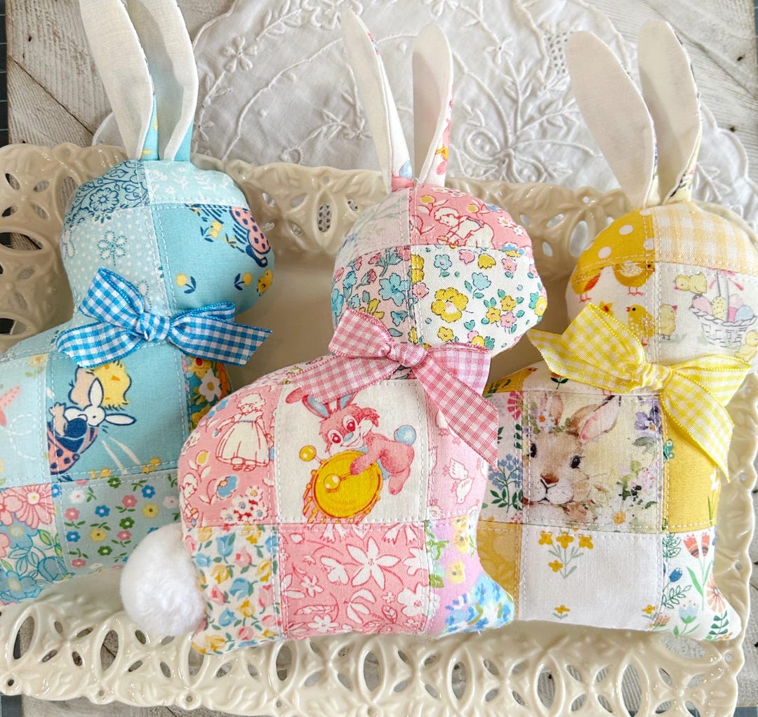 Patchwork Bunny Rabbit - Your Choice 3 Colors - Etsy