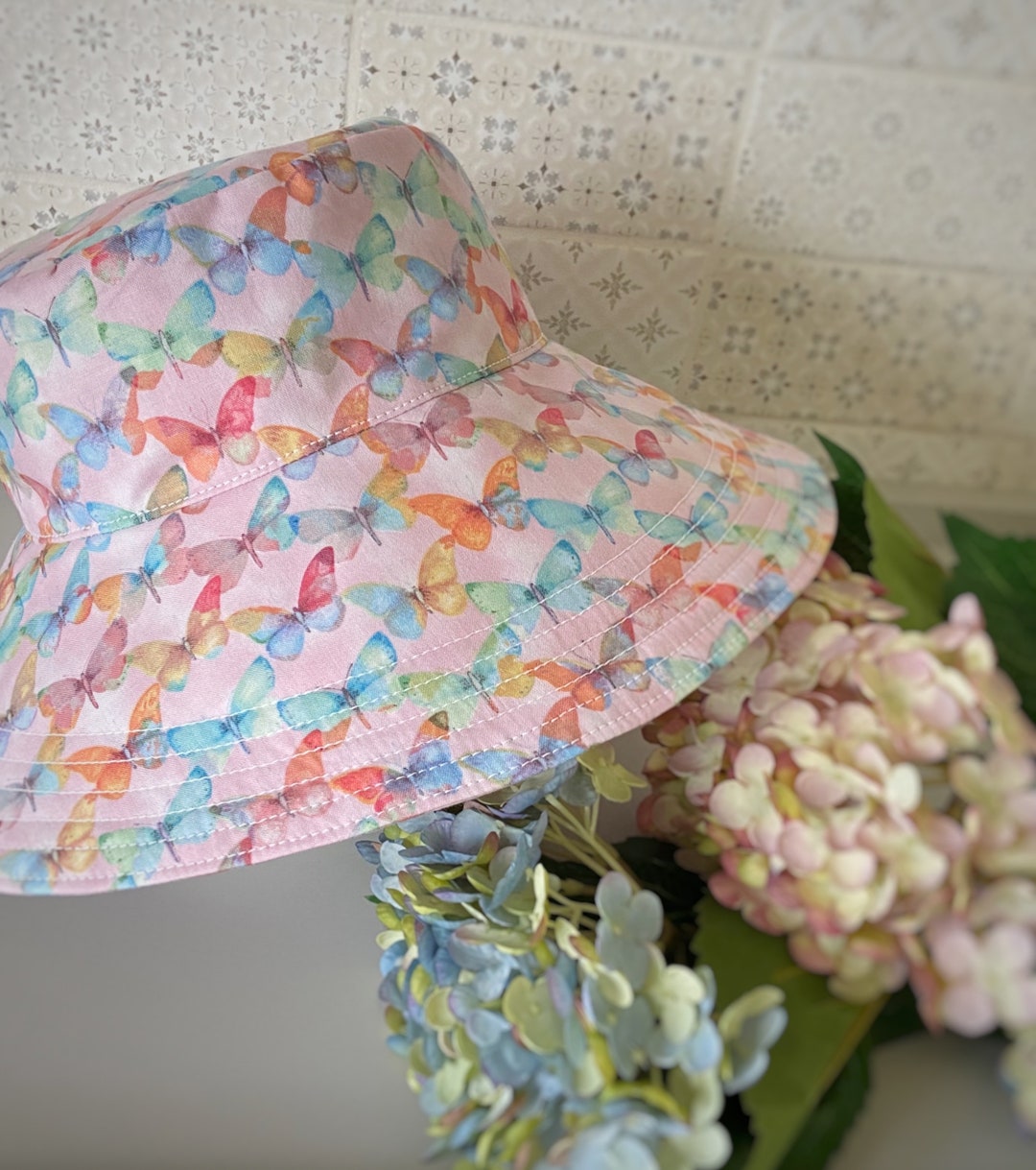 Rainbow Butterfly Print Floppy Bucket Hat - Etsy