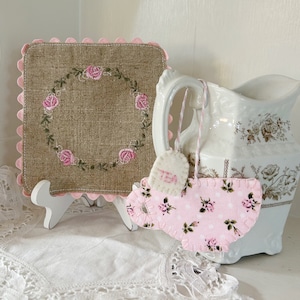 Rosebud Embroidered Oversized Mug Rug and Bookmark Gift Set Your Choice ...