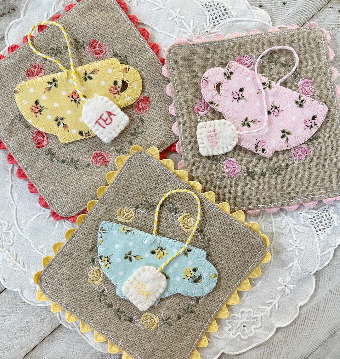 Rosebud Embroidered Oversized Mug Rug and Bookmark Gift Set Your Choice ...