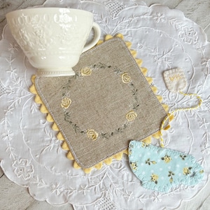 Rosebud Embroidered Oversized Mug Rug and Bookmark Gift Set Your Choice ...