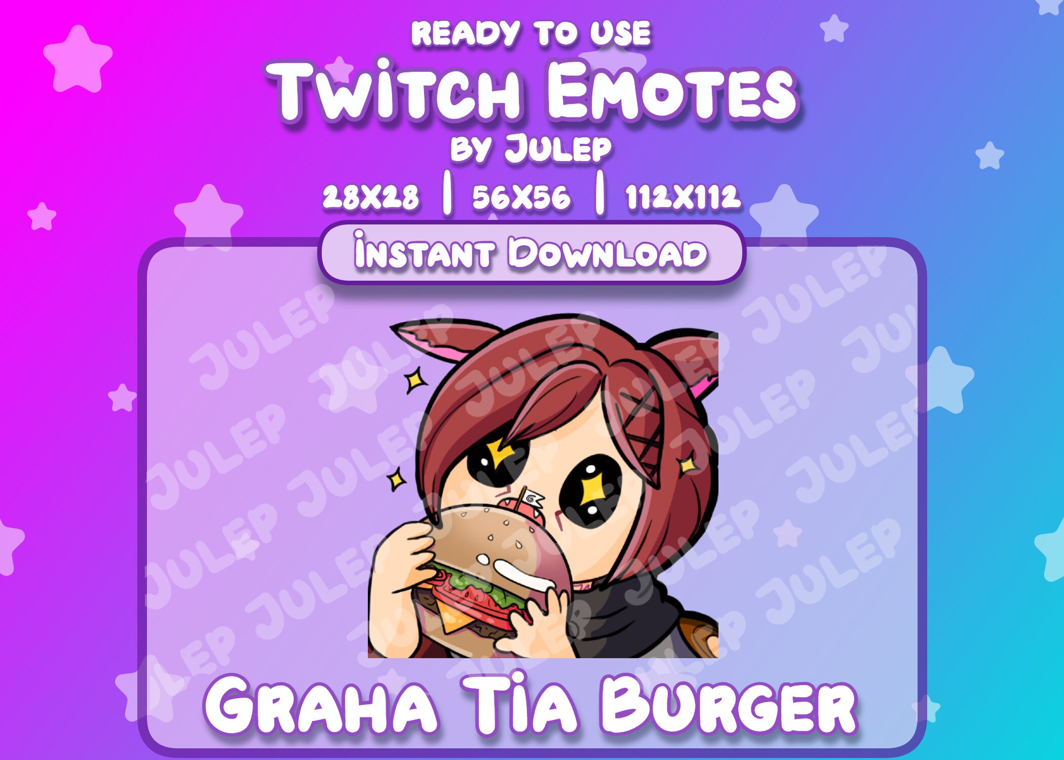 FFXIV Graha Tia Eating Burger Emote Cute Twitch Emote Design | Etsy