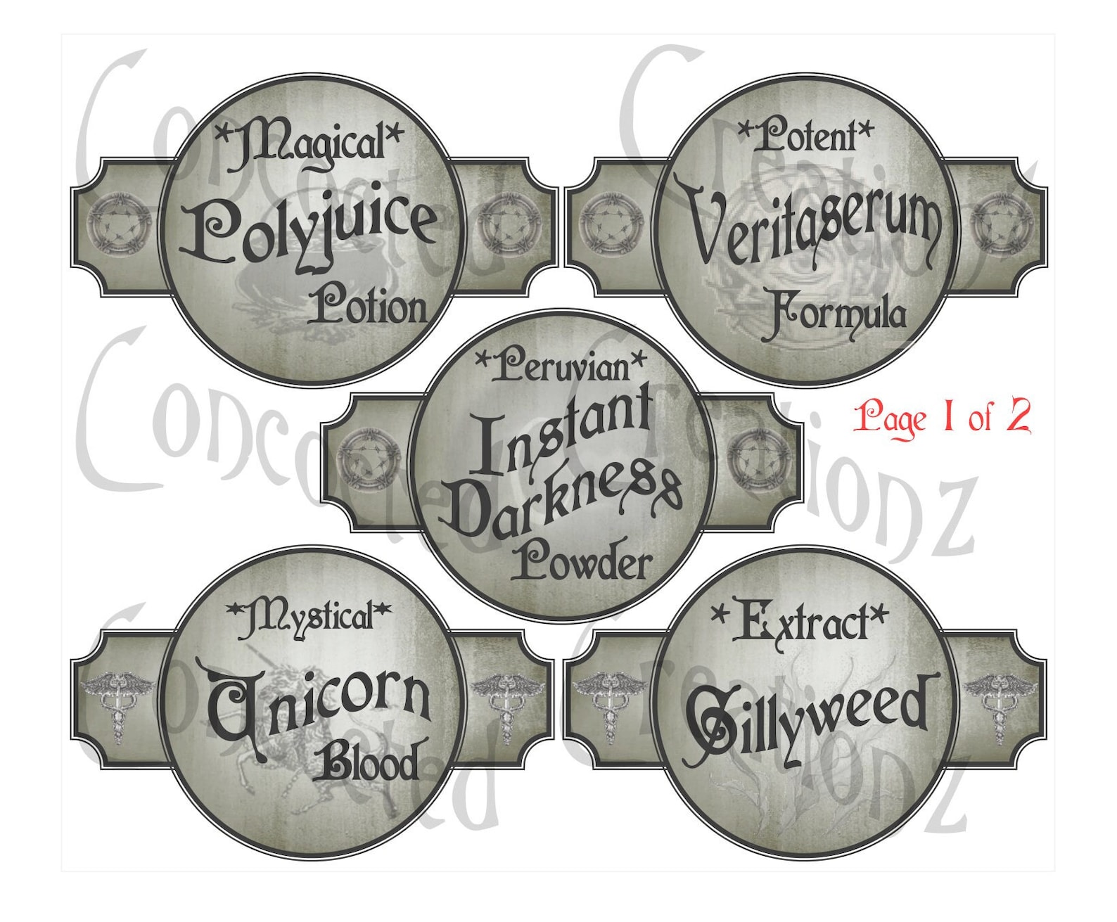 Wizarding Potion Labels Printable A Set of 10 - Etsy