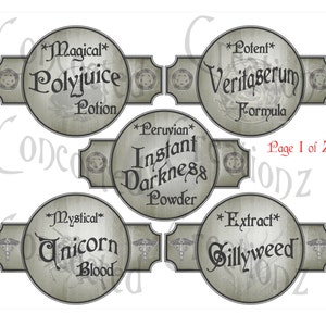 Wizarding Potion Labels Printable A Set of 10 - Etsy