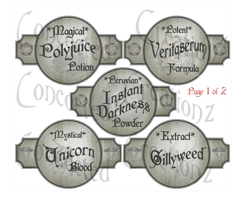 Wizarding Potion Labels Printable A Set of 10 - Etsy