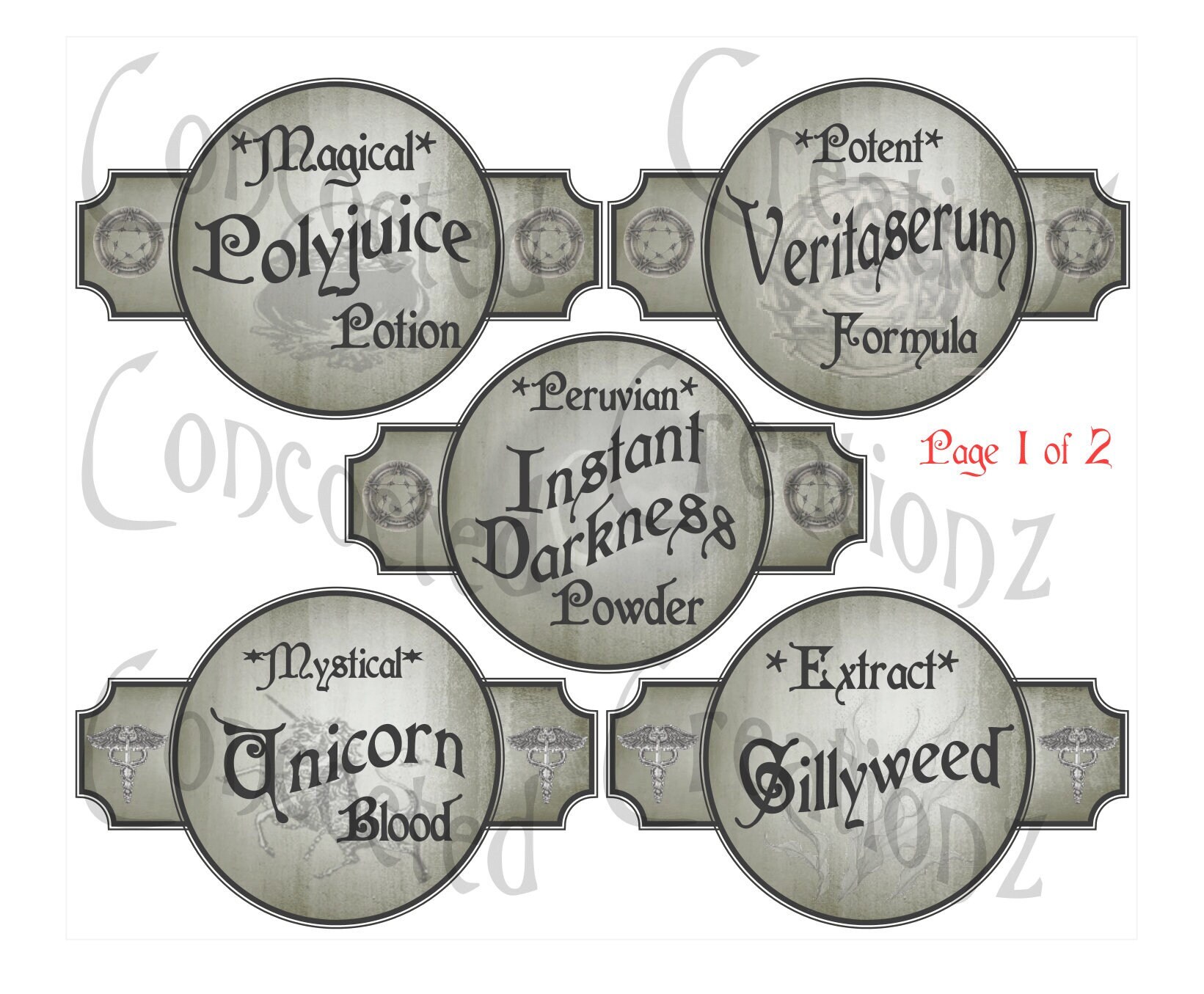 Wizarding Potion Labels Printable A Set of 10 - Etsy