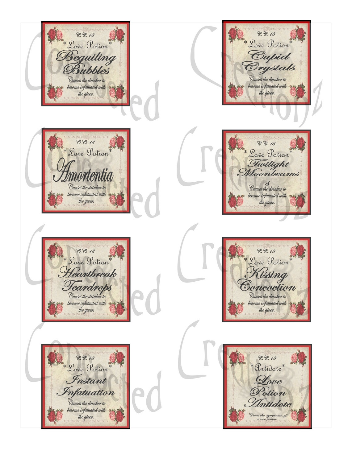 Printable Love Potion Labels 2 - Etsy