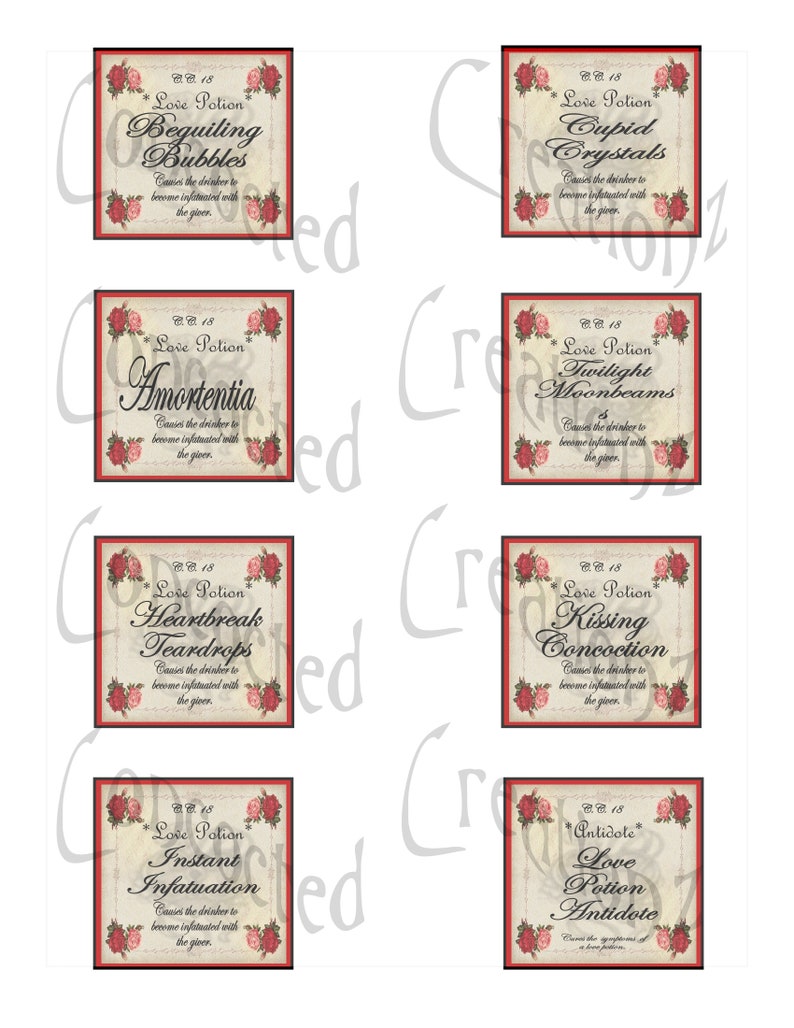 Printable Love Potion Labels 2 - Etsy