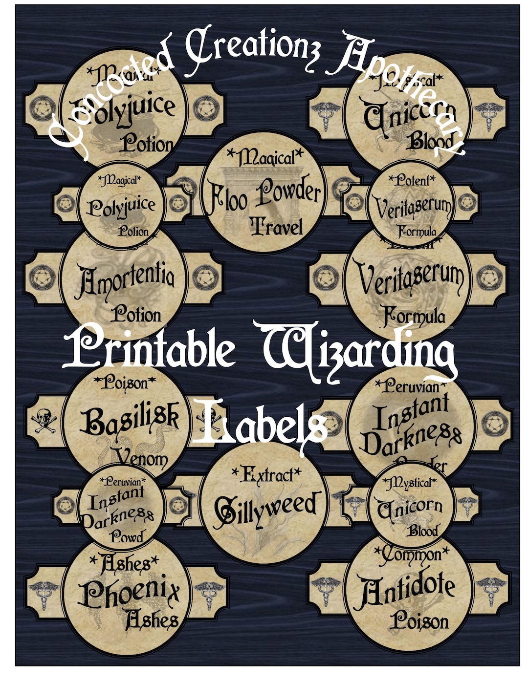 Wizarding Potion Labels Printable A Set of 10 - Etsy
