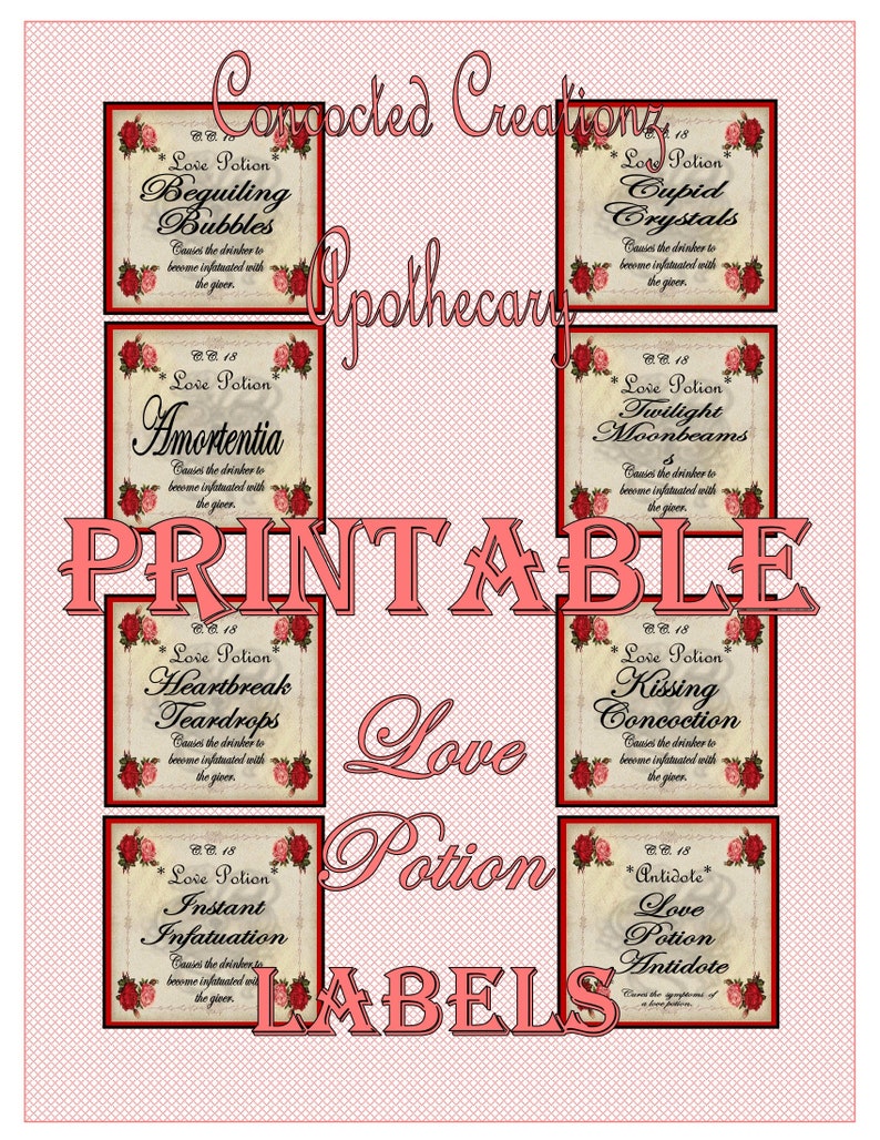 Printable Love Potion Labels 2 - Etsy