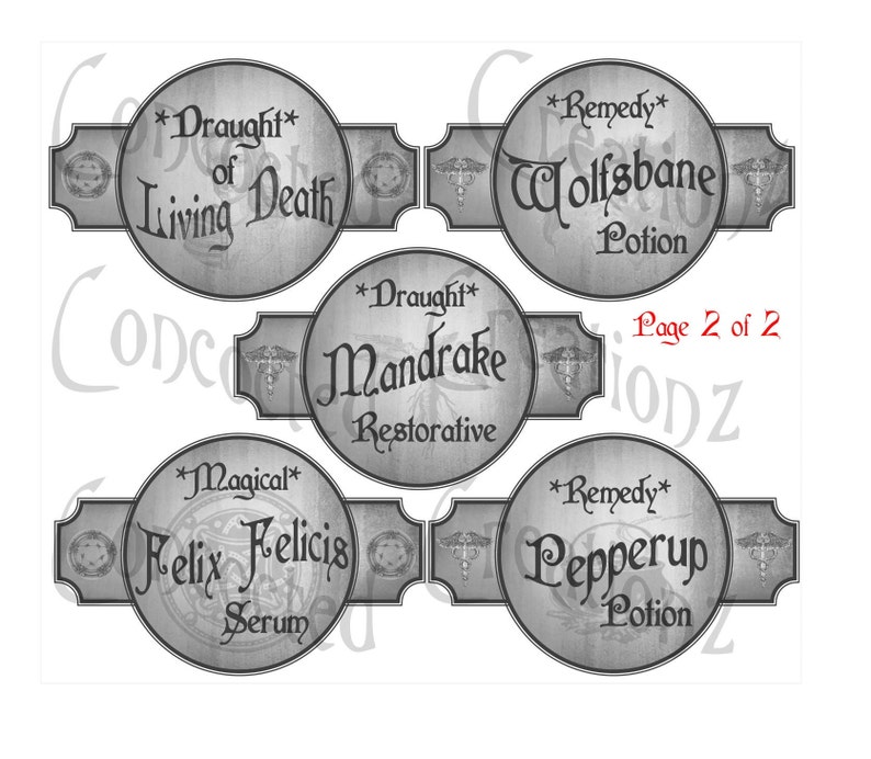 Wizard Potion Labels- Printable B Set of 10 - Etsy