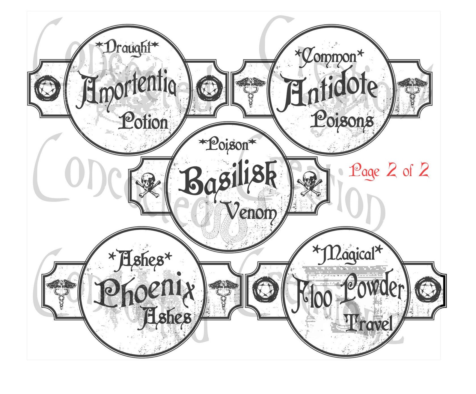 Wizarding Potion Labels Printable A Set of 10 - Etsy