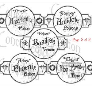 Wizarding Potion Labels Printable A Set of 10 - Etsy