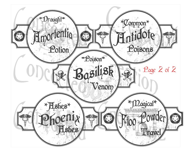 Wizarding Potion Labels Printable A Set of 10 - Etsy